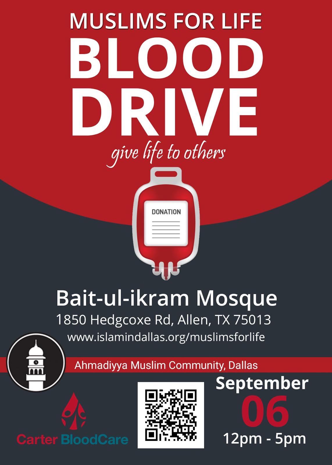 Muslims for Life – Blood Drive on Sep 6, 2020 – Ahmadiyya Muslim ...